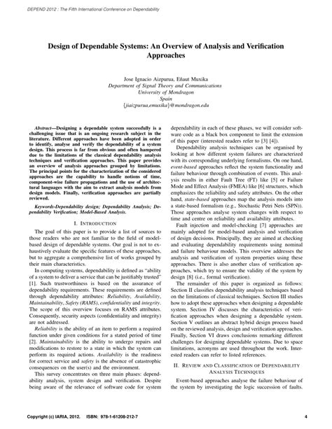 pdf design of dependable systems an overview of analysis and verification approaches