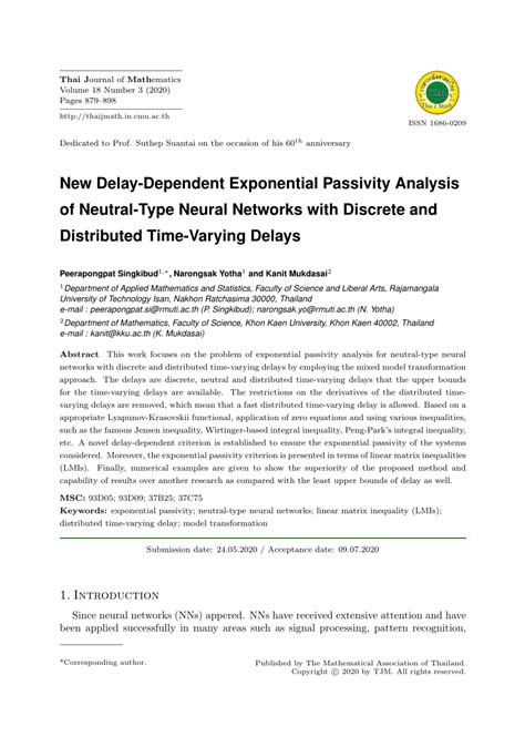 pdf new delay dependent exponential passivity analysis of neutral type neural networks with