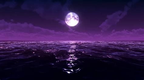 Ocean Waves Purple Full Moon Healing Music Gentlelullabies Youtube
