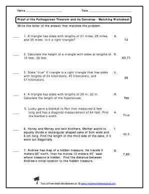 The Pythagorean Theorem And Its Converse Worksheets