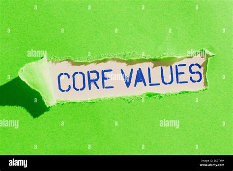 Writing Displaying Text Core Values Business Approach Belief Person Or
