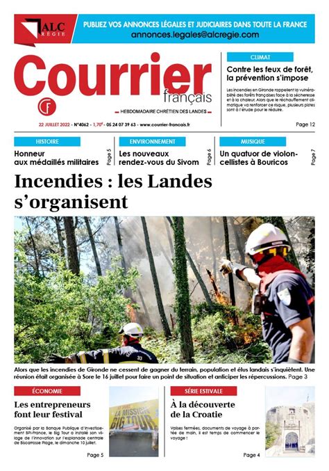 Courrier Français N4062 du 22 juillet 2022 à télécharger sur iPad
