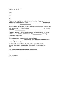 Notice Of Default Doc Template Pdffiller