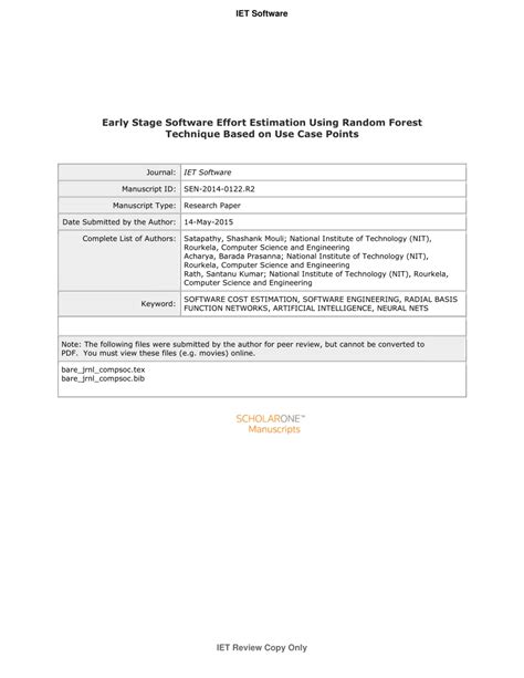 pdf early stage software effort estimation using random forest technique based on use case points