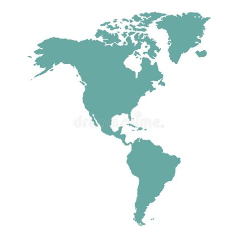 North And South America Outline World Map Vector Illustration Isolated