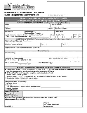 Fillable Online GI DIAGNOSTIC ASSESSMENT PROGRAM Nurse Navigator
