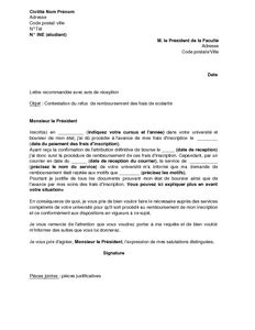 Exemple Gratuit De Lettre Contestation Refus Remboursement Frais