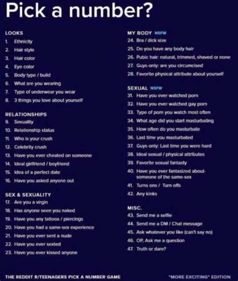 Pick A Number Looks Ethnicity Hair Style Hair Color Eye Color Body
