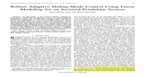 robust adaptive sliding mode control using fuzzy modeling for an inverted pendulum system [pdf