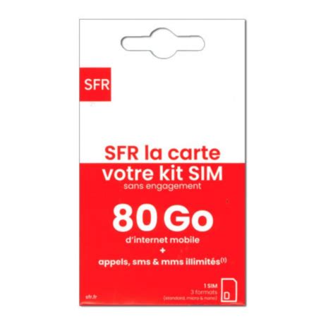 Carte SIM Prépayée SFR La Carte Connect Mobile illimité 80 Go d
