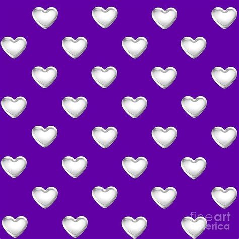 Silver Hearts On A Purple Backgrounds Saint Valentines Day Love And