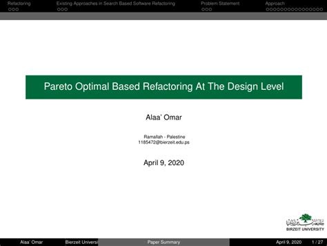 pdf refactoring existing approaches in search based software refactoring problem statement