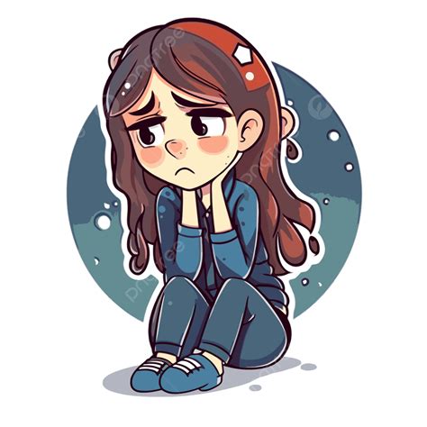 Linda Garota De Desenho Animado Sentada No Chão Clipart Vetor PNG