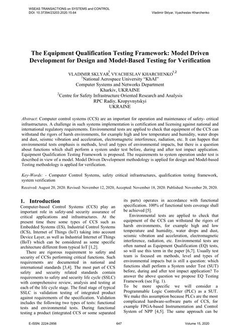 pdf the equipment qualification testing framework model driven development for design and