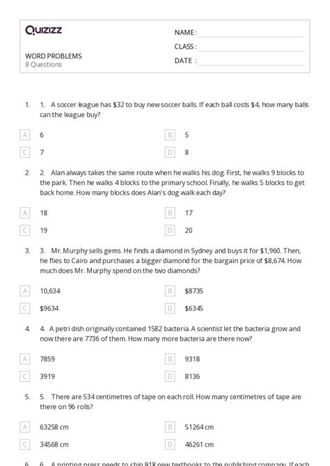 50 Mixed Operation Word Problems Worksheets For 2nd Class On Quizizz