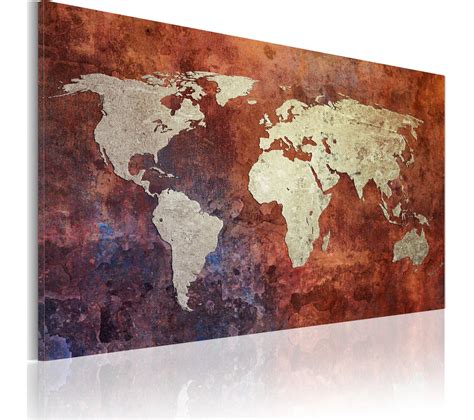Tableau Carte Du Monde X Cm Marron Tableau Toile But