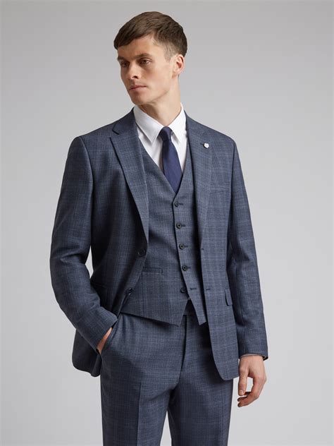 Ted Baker Slim Check Suit Navy Coles Menswear Co Uk