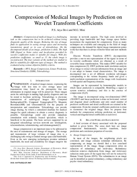 pdf compression of medical images by prediction on wavelet transform coefficients bonfring