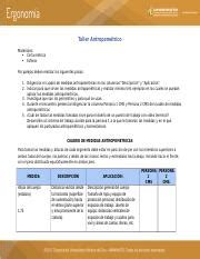 MEDIDAS ANTROPOMETRICAS ERGONOMIA docx Taller Antropométrico