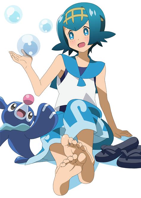 Safebooru 1girl Barefoot Blue Eyes Blue Hair Blush Bubble Feet Hairband Highres Kuroi Ohagi