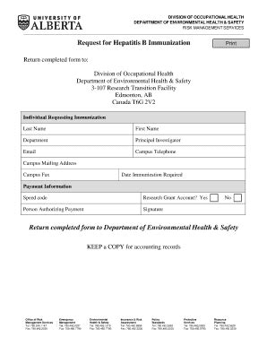 Fillable Online Request For Hepatitis B Immunization Return Completed