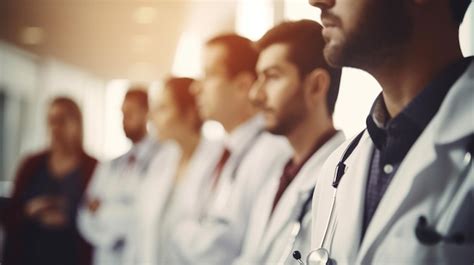 Premium AI Image A Group Of Doctors In White Coats Stand In A Line
