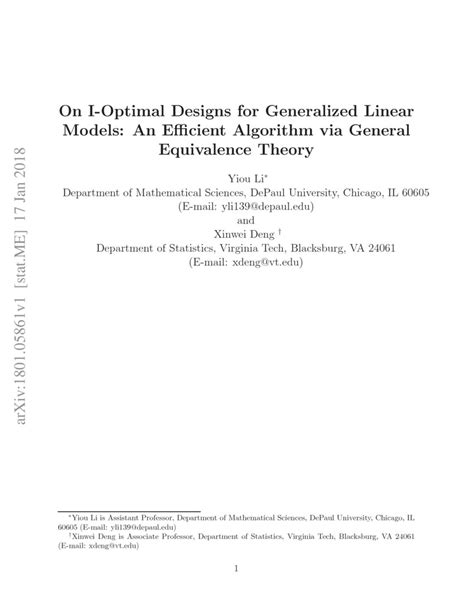 on i optimal designs for generalized linear models an efficient algorithm via general