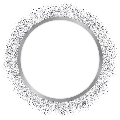 Silver Glitter Circle Frame PNG Image