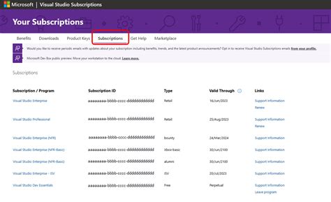 Manage Visual Studio Subscriptions Visual Studio Subscription