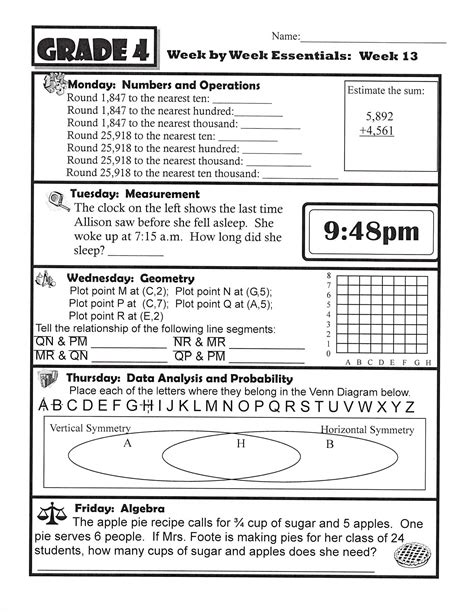 4th grade homework sheets foote in 4th grade math tags 4th grade math homework 1 comment