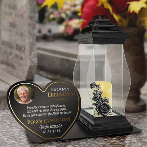 Znicz led ze zdjęciem dla DZIADKA Wspomnienie Net Znicze na cmentarz
