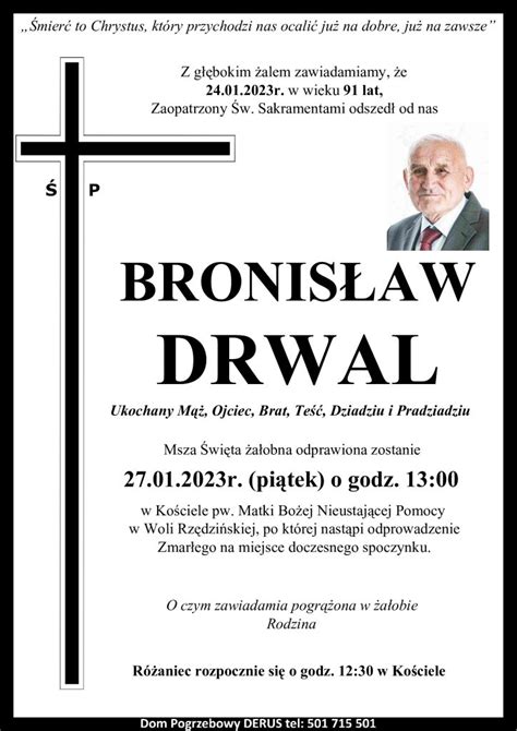 Nekrologi Strona Z A W Derus Us Ugi Pogrzebowe Tarn W