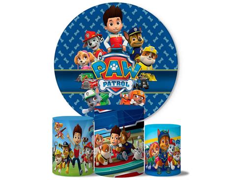 Trio Capas Cilindros Painel Tema Patrulha Canina 2 Veste Fácil