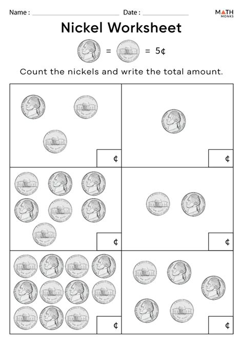 Penny Nickel And Dime Worksheets Math Monks