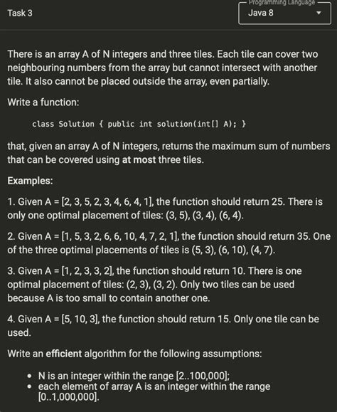 Solved There Is An Array A Of N Integers And Three Tiles Chegg