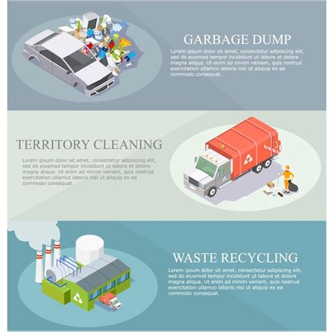 Premium Vector Garbage Sorting And Recycling Vector Isometric Banner Set