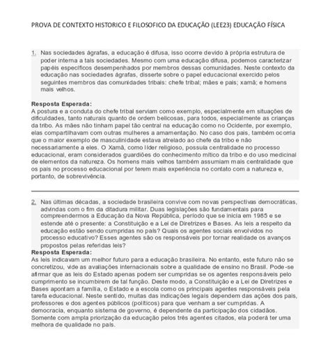 Prova discursiva Contexto Histórico e Filosófico da Educação