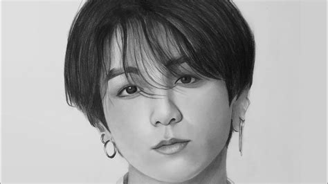 Pencil Sketch Drawing Of Bts Jungkook Drawing Tutorial Face Images