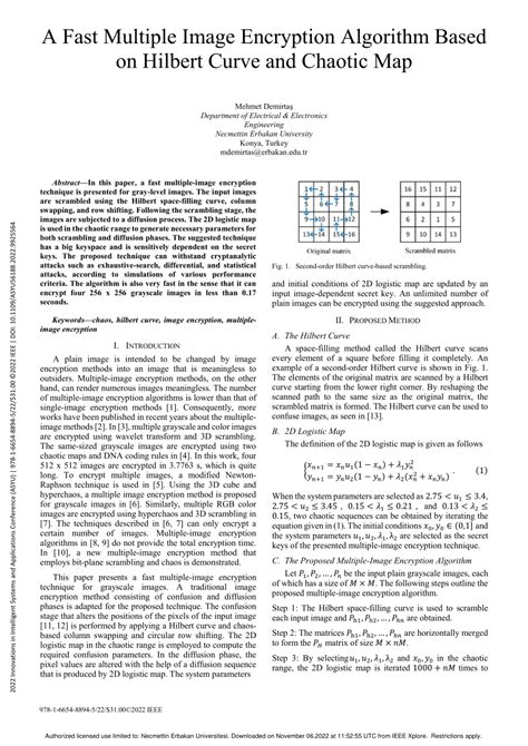 pdf a fast multiple image encryption algorithm based on hilbert curve and chaotic map