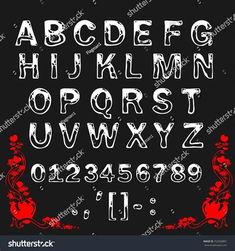 Vector Set Handwritten Alphabet Letters Nummbers Stock Vector Royalty