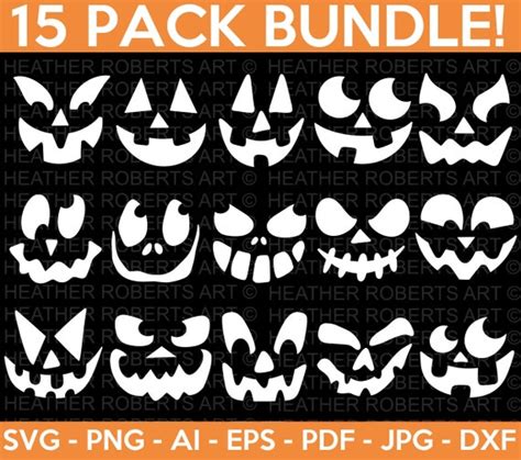 Pumpkin Face SVG Bundle Pumpkin SVG Pumpkin Vector Etsy