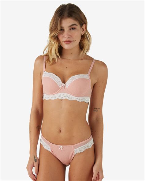 Riachuelo Sutiã Meia Taça Riachuelo Bojo e Aro Tule e Renda Rosa