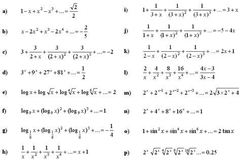 math exercises and math problems infinite series and sums