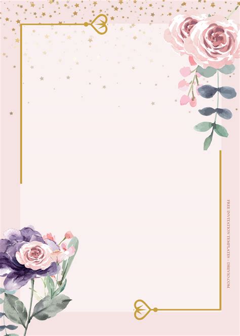 8 Pink Romance Gold Floral Wedding Invitation Templates Three