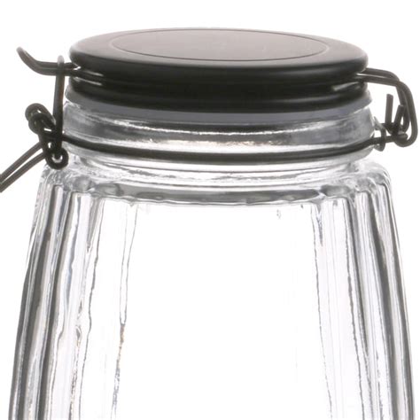 Bocal cuisine hermétique en verre couvercle clip noir 1 5L Maisons du