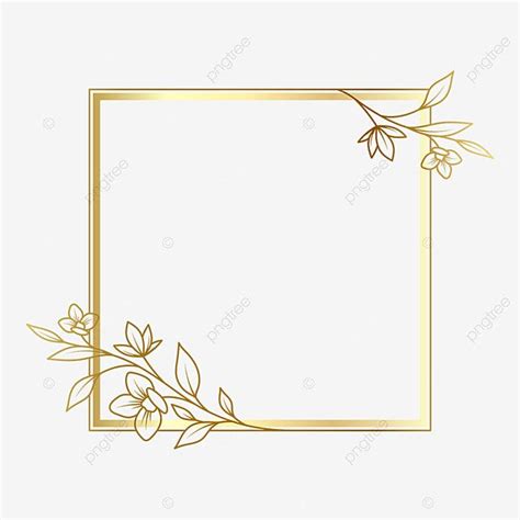 Elegante Marco De Invitaci N Cuadrado Flor Dorada Png Dibujos Dorado