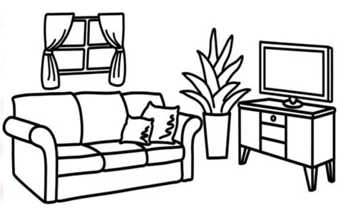 Glass Sofa TV Coloring Page Turkau