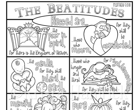 The Beatitudes Coloring Page In Three Sizes 8 5X11 8X10 6X8 For