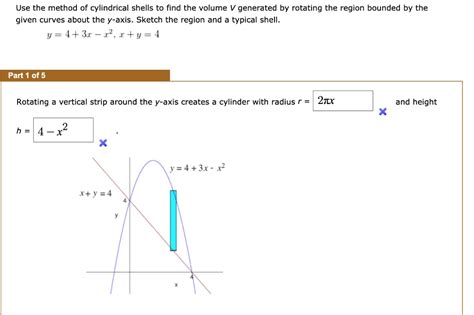 solved use the method of cylindrical shells to find the volume v generated by rotating the
