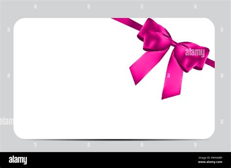 Blank Gift Card Template With Pink Bow And Ribbon Vector Illustration